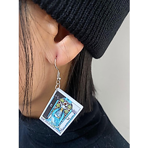 VEINTI+1 22 Pairs Tarot Card Earrings arot Divination Earrings Wheel of Fortune Grand Arcana Earrings Waite Tarot Earrings Jewelry with Double Side Tarot Patten Pendant Earring for Women Playing Astrology Charms Decor Nature'S Secret Library Regalo De Joy