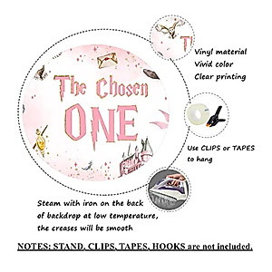 Wizard Birthday Backdrop for Girls Pink Witch Magic School of Wizardry The Chosen One Happy 1st Birthday Party Background Decorations Girl Birthday Cake Table Banner 7x5ft