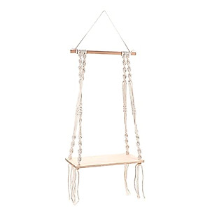 Garneck Home Decor Wall Mounted Shelves Macrame Wall Hanging Shelf Handmade Macrame Shelf Woven Hanger for Plants and Decor Hanging Bohemian Shelf Plants Decor Decoraciones para Salas De Casa