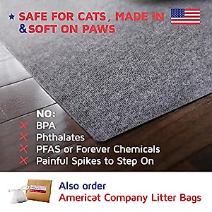 Cat Litter Mat by Americat – 36 x 28 Inches Machine Washable for Easy Clean, Waterproof & Made in USA – X Large Mat Traps Litter Around Cat Litter Box & Protects Floors