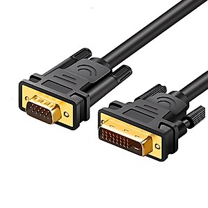 PeoTRIOL DVI to VGA Cable, DVI-D to VGA Male Computer Monitor Cable, DVI 24 1 to D-SUB 15 Pin VGA Adapter, DVI Male to VGA Cord Converter for Monitor HDTV Projector Computer- 6 Feet