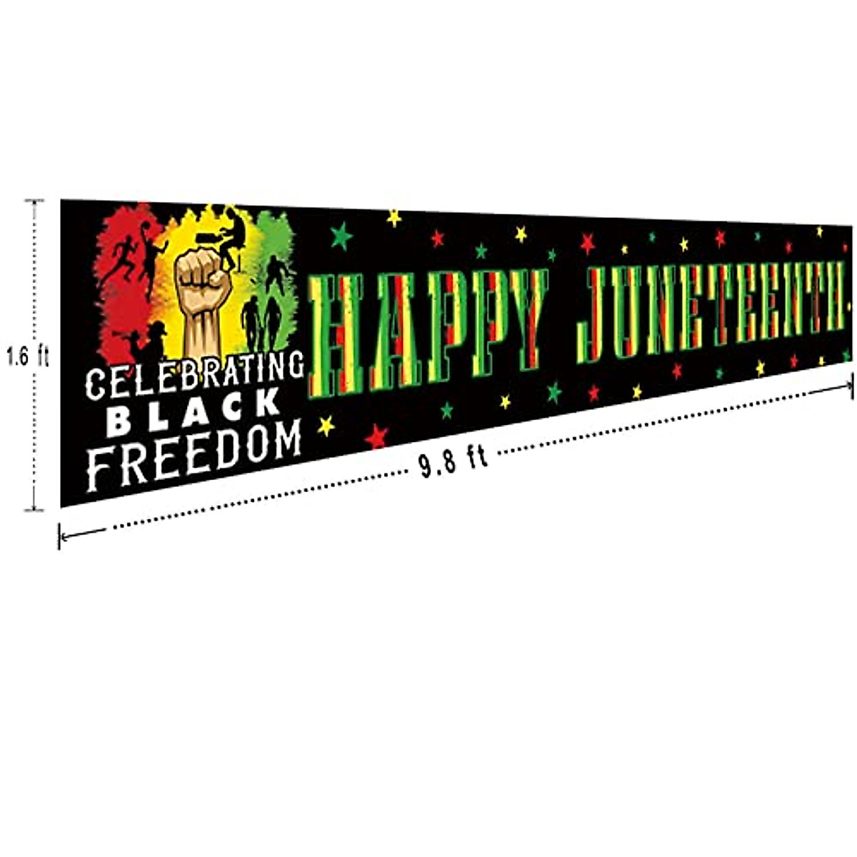 CHXSM 9.8 x 1.6 ft Happy Juneteenth Yard Sign Banner Africa American Independence Day Decoration Banner June 19th Independence Day Sign Banner African Afro American Festival Celebration Decoration