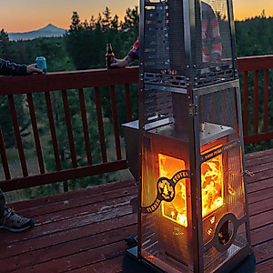 90,000 BTU Stainless Steel Outdoor patio Heater, 12 Ft Heating Radius, Wood Pellet Fired (Big Timber Elite | Revere Edition))