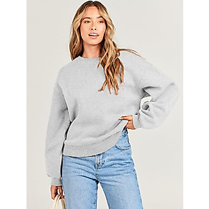 ANRABESS Women's Sweatshirts Hoodies Crewneck Oversized Fleece Pullover Sweaters Cute Top Y2K Teen Girls Preppy Clothes 2024 Gray Large