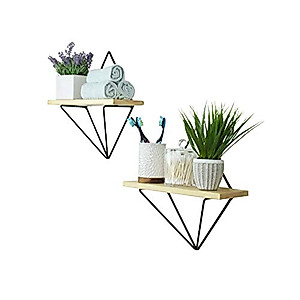 Essential Home Design Floating Geometric Shelves Set of 2, Hanging Floating Display for Bathroom, Nursery, Bedroom, Office, Living Room