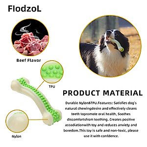FiodzoL 2Pcs Dog Chew Toys for Aggressive Chewers Beef Flavor and Real Bones Dog Teething Chew Toys Bones for Large/Medium/Small Puppies Breeds