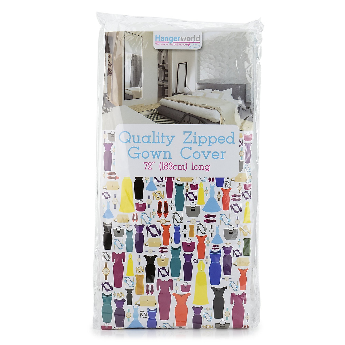 HANGERWORLD 72inch White Wedding Dress Garment Bag with 14inch Gusset, Showerproof, Breathable, Acid-Free, Dust Protector, Extra Wide Dress Cover