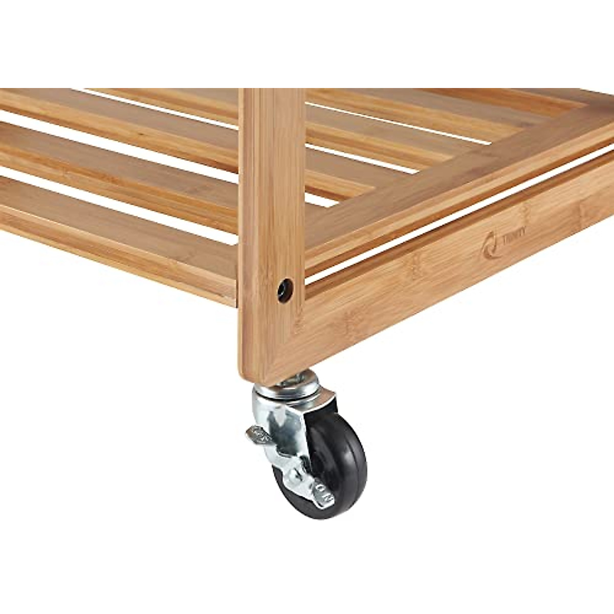 TRINITY 3-Bag Bamboo Laundry Cart, Laundry-Room Organization and Dirty Clothes Hamper with Wheels for Bedroom, Closet, Dorm Room and More, Bronze Poles