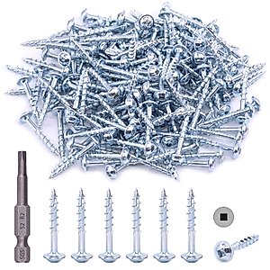 Hilitchi #8 Alloy Steel Zinc Pocket Hole Screws Weather Resistant Square Drive Screws with Square Drive (1 1/4 Inch Coarse Thread-280PCS)