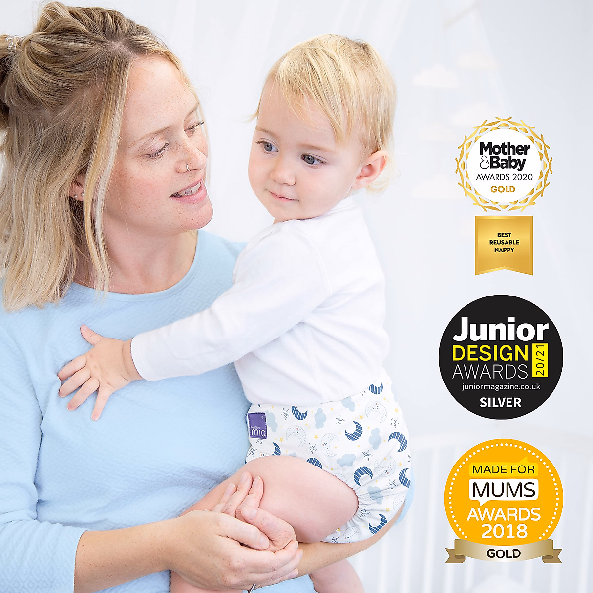 Bambino Mio Miosolo Classic Cloth Diaper Set, Unisex, 6 Count, White