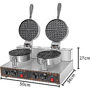 Nonstick Electric Waffle Machine 1400W Commercial Waffle Maker with Temperature and Time Control Stainless Steel Waffle Bake Machine for Bakery Home and Kitchen Restaurant Leisure Snack Bar