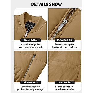 TACVASEN Mens Puffer Jacket Men Quilted Bomber for Men Lightweight Winter Full Zip Padded Jacket Windbreaker Men