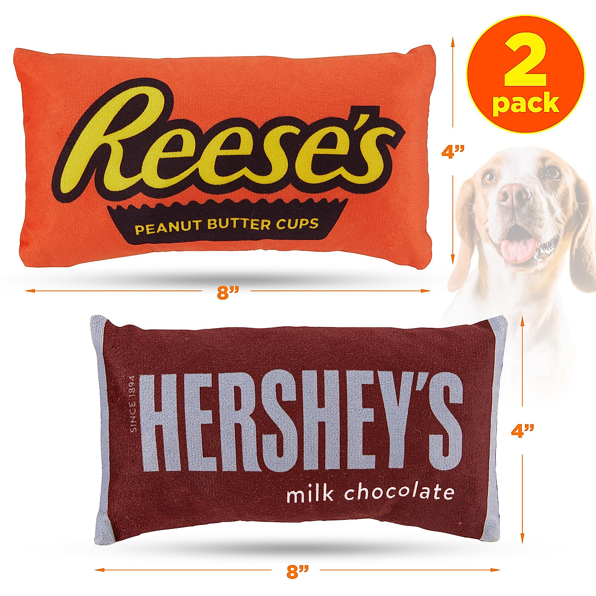 HERSHEY'S Dog Toys - Cute Puppy Toys, Chocolate Dog Chew Toy, Small Dog Toys, Candy Pet Toys, Squeaky Dog Toys for Small Dogs, Puppy Chew Toys, Plush Dog Toy Pack, Rope Toy Pack, Reese's Dog Chew Toy