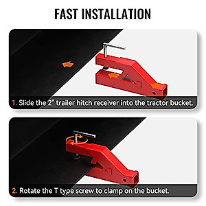 Sulythw Clamp On Trailer Hitch 2" Ball Mount Receiver Adapter for Tractor Bucket Kubota