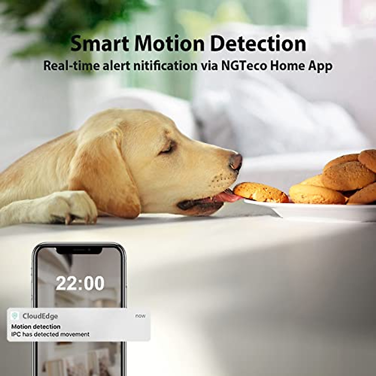 NGTeco 2K Security Camera Indoor, 3MP Pan Tilt WiFi Camera for Home Security/Baby Monitor/Pet, Dog Cam with Motion Detection, Night Vision, Privacy Shield Compatible with Alexa/Google