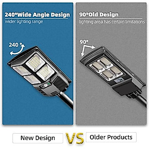 Baiston Solar Street Lights Outdoor - 6000K 10000LM Waterproof LED Street Light Dusk to Dawn,High Brightness Led Street Lighting Solar Powered with Motion Sensor for Parking Lot, Yard,400W