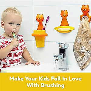 ABOVEB Kids Bathroom Accessories - Kids Bathroom Set - Kids Toothbrush Holder Set - Dish Soap Kids - Cotton Kids Towel, Orange