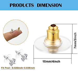 Earring Backs, Kerryjewl 100pcs Flat Earring Backs for Studs/Droopy Ears, Hypoallergenic Secure Screw on Earring Backs Earring Backings Earring Backs for Heavy Earring(Gold)