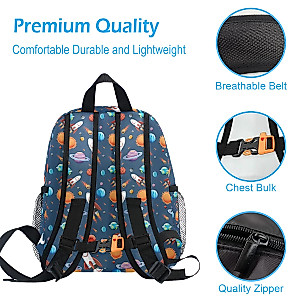 Custom Space Kids Preschool Backpack Toddler Boy Girl School Bag for Children Personalized Camping Galaxy Bookbag with Chest Strap