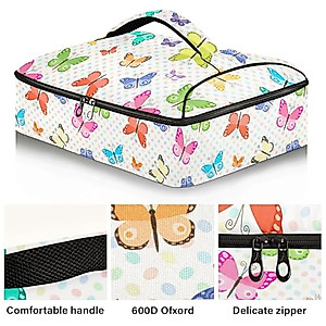 Kcldeci Insulated Thermal Food Carrier Insulated Casserole Carrier for Hot or Cold Food,Butterflies Insulated Tote Bag for Potluck Cookouts Parties Picnic,Lasagna Lugger