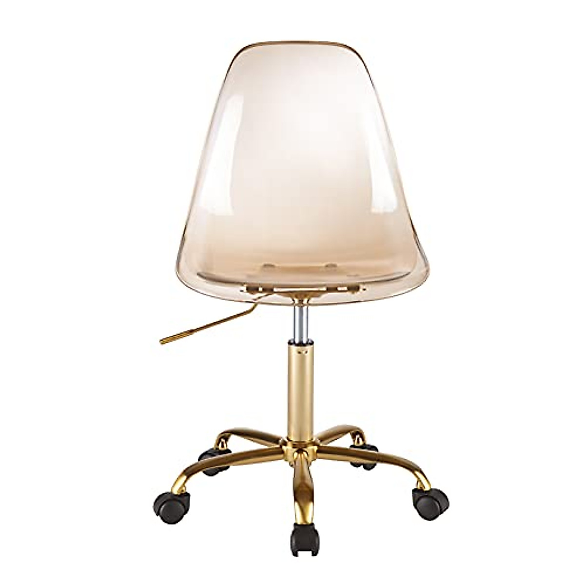 Urban Shop Acrylic Rolling Desk Chair, Tan 21.25D x 19.68W x 34H Inch