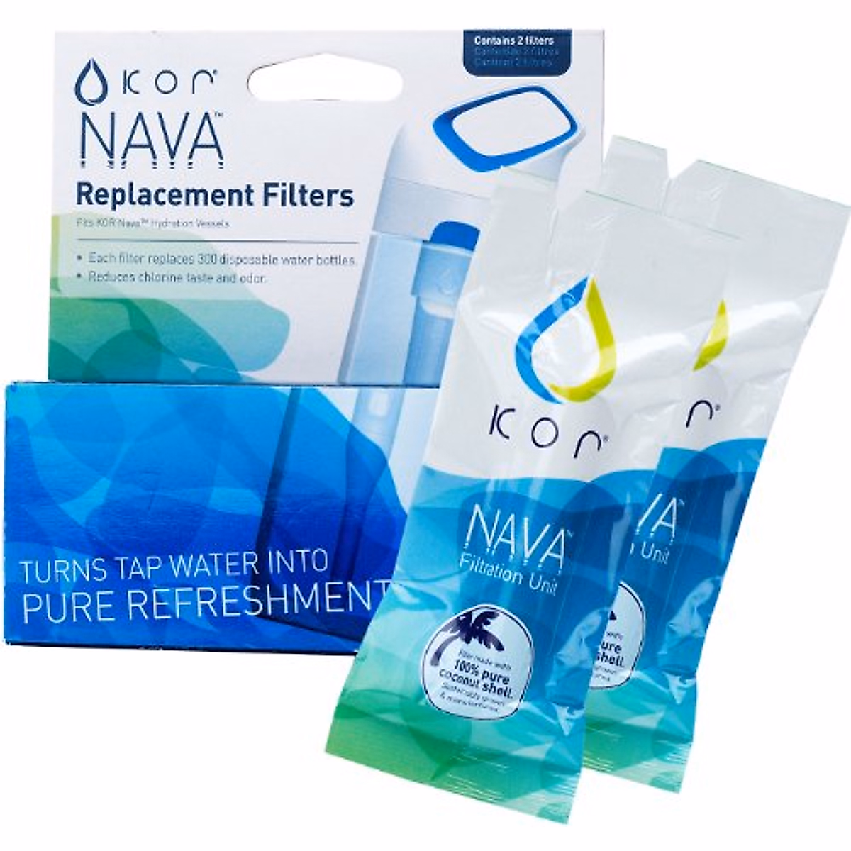 KOR Nava Water Bottle Replacement Filters, 2-Pack