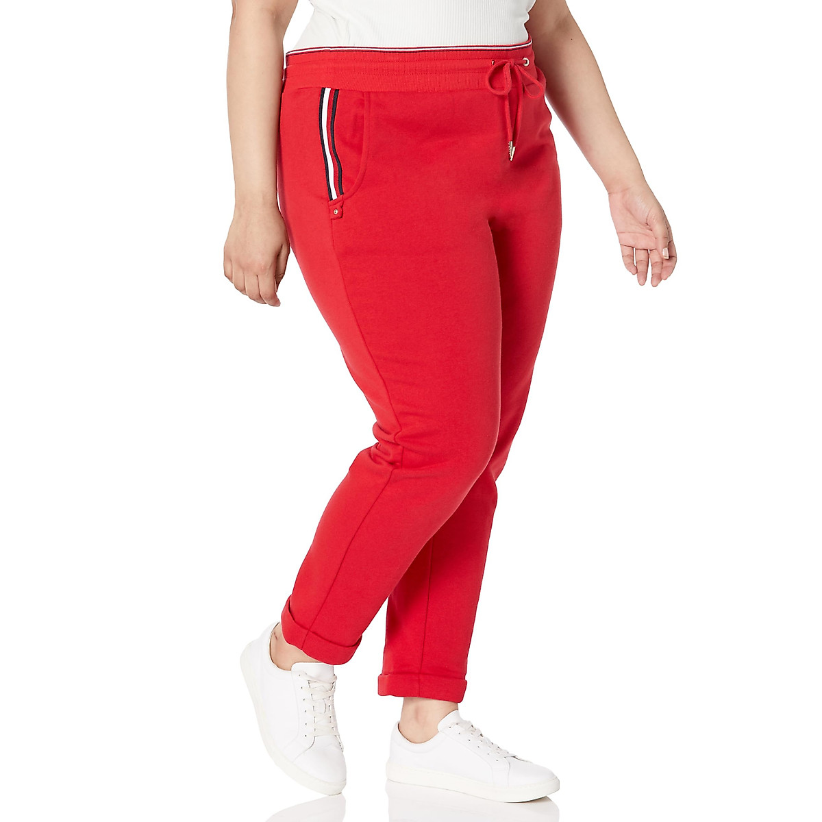 Tommy Hilfiger Women's Plus Everyday Soft Comfortable Joggers, Scarlet