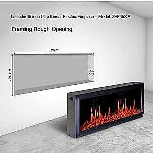 Litedeer Homes Latitude 45" Smart Electric Fireplace with App, Crackling Fire Sounds, Reflective Amber Glass, Black - ZEF45XA