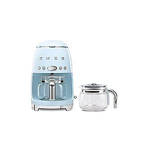Smeg 50's Retro Drip Coffee Maker with Extra Carafe, Pastel Blue