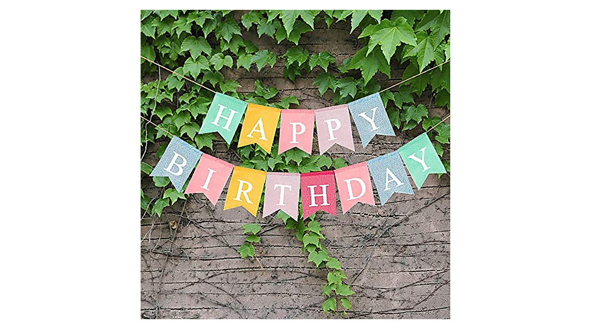 Happy Birthday Banner - Reusable Rainbow Burlap Party Decor