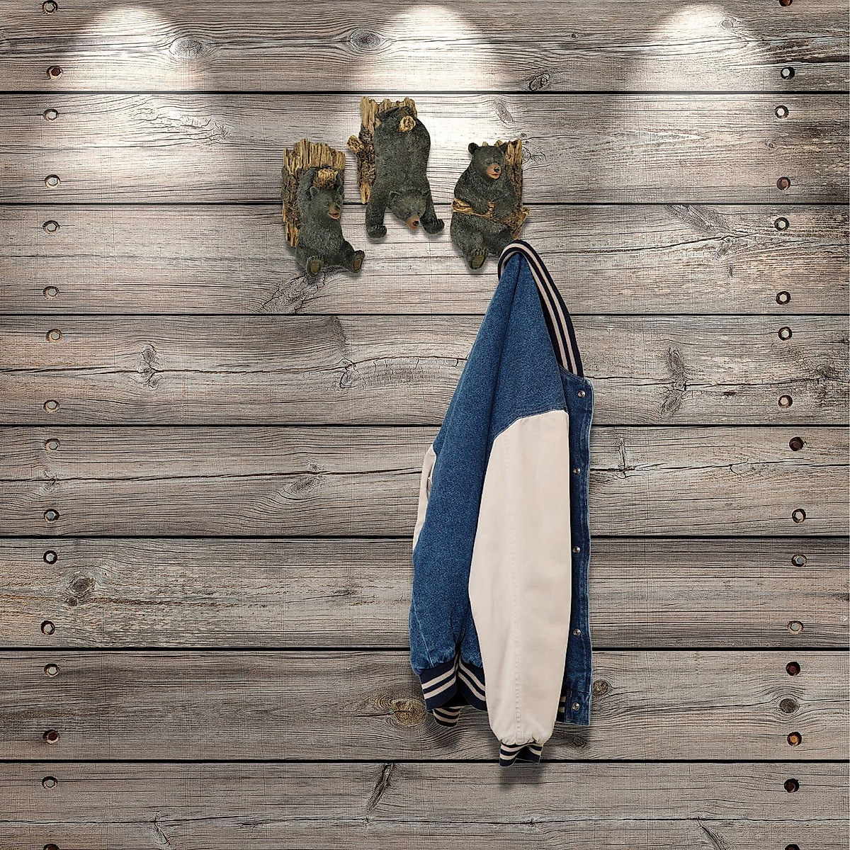 BestGiftEver Black Bear Coat Hooks - Playful Black Bear on Branch Wall Hooks Set of 3 - Rustic Towel Holder, Coat Hanger Wall Mounted Decor for Cabin Lodge - Ideal for Nature and Hunting Enthusiasts