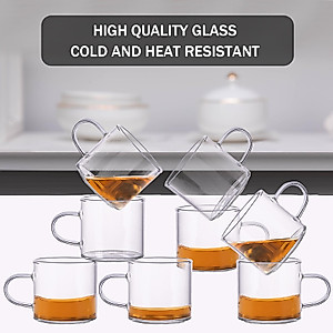 Motanber Espresso Cups Set of 8, Espresso Shot Glass 3.5 OZ, Mini Glass Cup, Clear Glass Tea Mugs, Small Coffee Cup with Handle for Latte, Tea, Espresso Machine