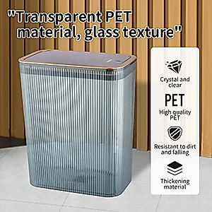 Transparent Trash Can, Bathroom Trash Cans with Lids, 2.6 Gallon Garbage Can for Bedroom, Office, Plastic Slim Waste Basket with Press Top Lid, 10L Clear Trash Bin for Home, Kitchen (Blue)