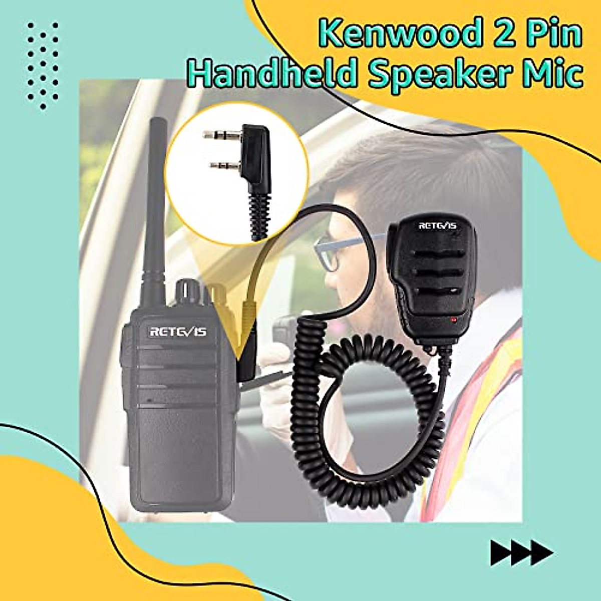 Retevis H-777 Walkie Talkies Mic 2 Pin Shoulder Speaker Mic Compatible with Retevis RT22 RT21 RT68 RT27 RB26 RT85 RT22S RT86 RT19 RT17 Baofeng UV-5R BF-F8HP 2 Way Radios,with 3.5mm Audio Jack(1 Pack)