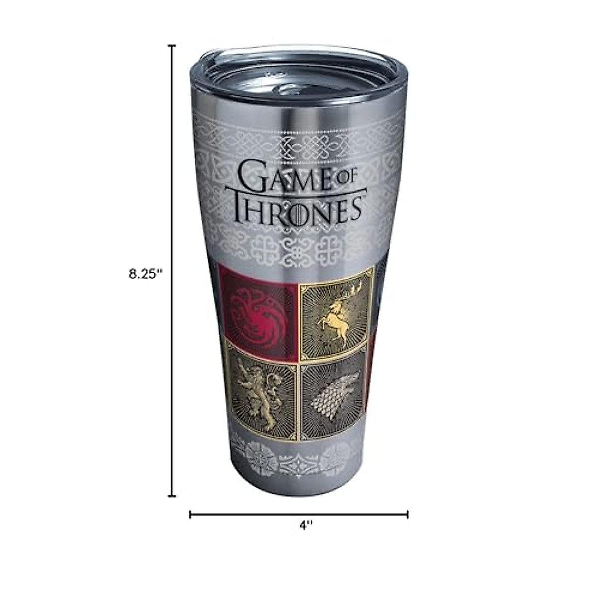 Tervis Triple Walled Game of Thrones House Sigils Insulated Tumbler Cup Keeps Drinks Cold & Hot, 30oz Legacy, Stainless Steel