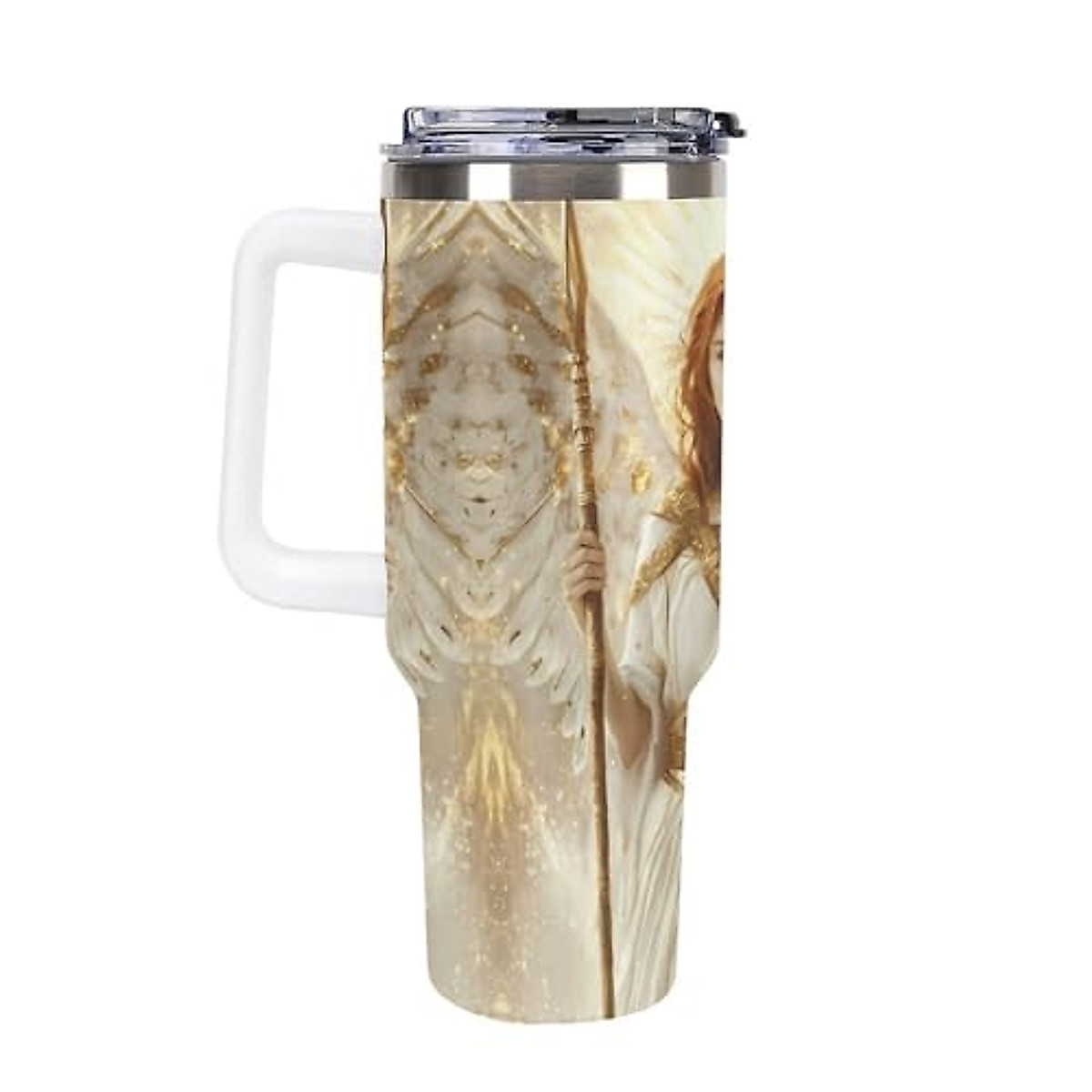 Goddess Athena Insulated Tumblers with Handle Stainless Steel Coffee Mug Funny Travel Cup with Lid Straw 40oz