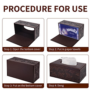 XNONE PU Leather Tissue Box Cover Kleenex Box Holder Rectangle Tissue Organizer with Magnetic Bottom,Decorative Napkin Caddy for Vanity Dresser Night Stand Table Countertop Home Office Car,Retro