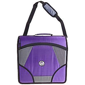 Case-it The King Sized Zip Tab Zipper Binder - 4 Inch D-Rings - 5 Subject File Folder - Multiple Pockets - 800 Sheet Capacity - Comes with Shoulder Strap - Purple D-186