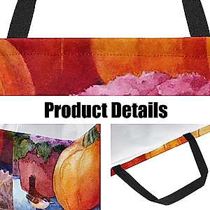 KQNZT Reusable Grocery Bags, Heavy Duty Reusable Shopping Bags, Large Tote Bags with Long Handles and Reinforced Bottom, Retro Garden Pumpkin Bird Fall