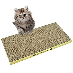 AccEncyc Cardboard Cat Scratcher Pads Cat Scratching Board for Indoor Cats 17x8.3x1 Inch Dual-Side Corrugated Cat Scratcher Reusable Cat Supplies - 1 Pack