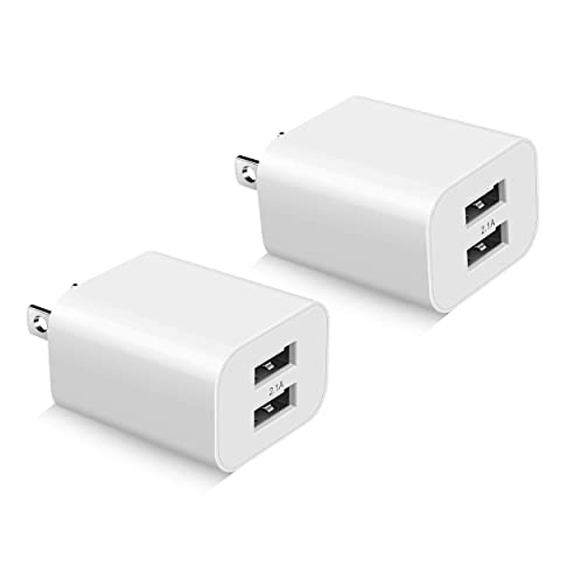 USB Wall Charger Block 2Pack Dual Port Cube Plug Power Charging Adapter Brick for Apple iPhone 14/13/12/XS Max/XR/X/8/8 Plus/7/6S/6S Plus/6/SE/5S/5C/iPad Mini/Air/Samsung Galaxy Kindle Fire LG