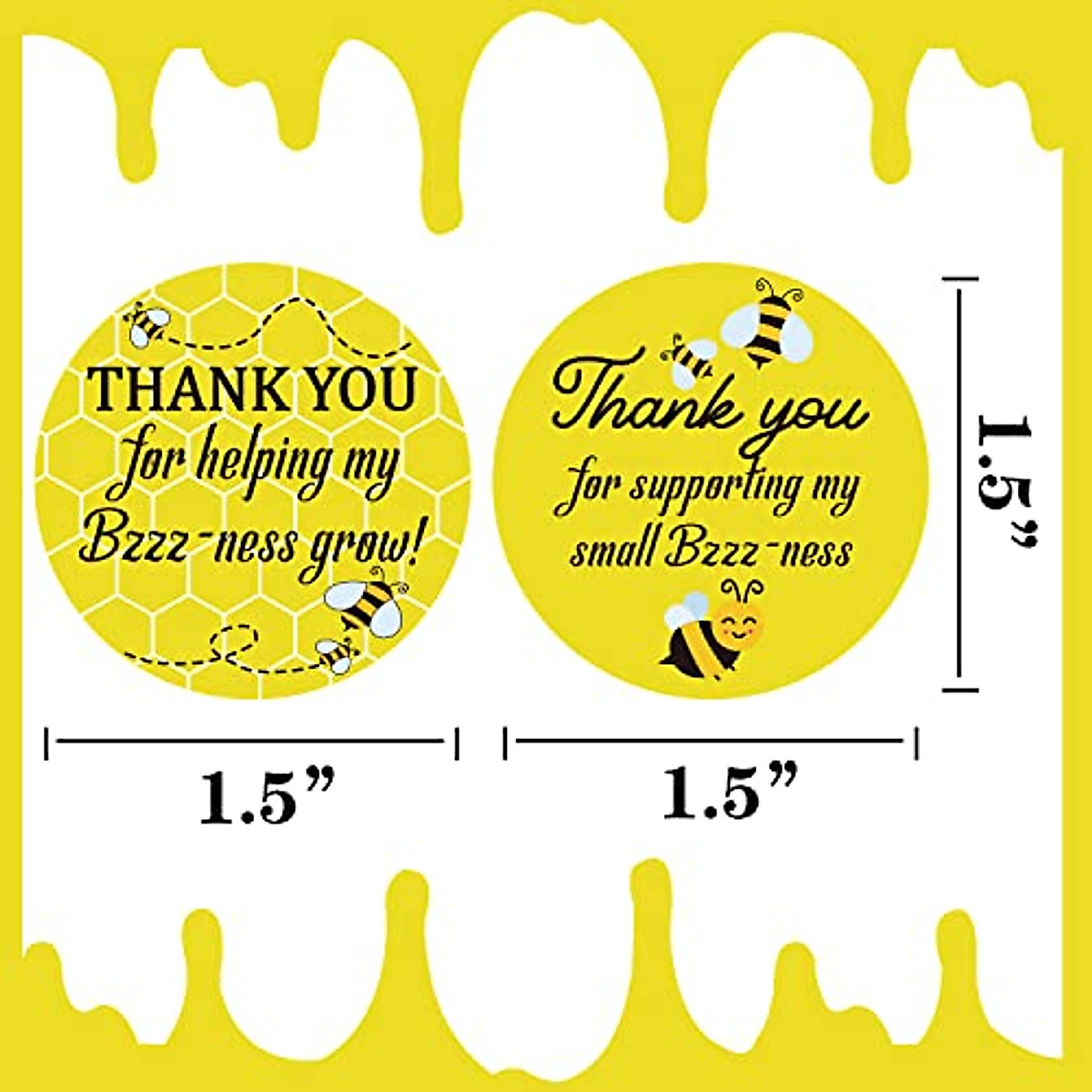 Honey Beee Christmas Thank You for Supporting My Small Business Bzzz-Ness Stickers Roll 1.5" Christmas Thank You Labels for Online Retailers Boutiques Shops Bags, Boxes 500 Pcs