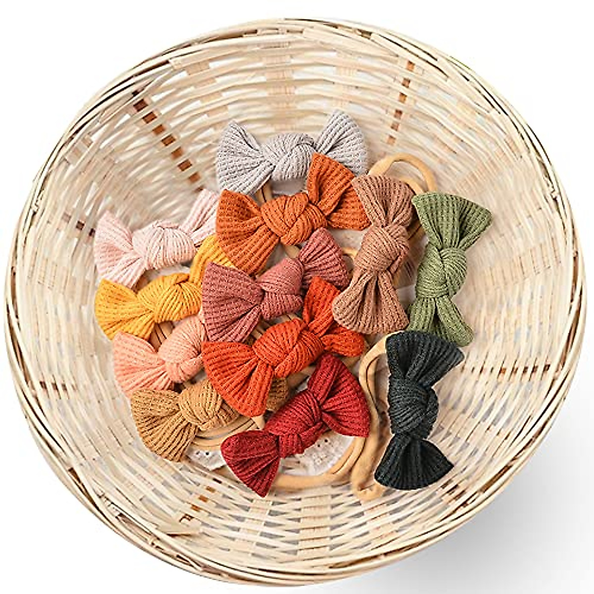 Niceye Pack of 12, Baby Girls Headbands Hair Bows Stretchy Nylon Hairbands for Newborn Infant Toddler Hair Accessories