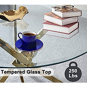 39" Round Dining Table, Glass Kitchen Dining Room Table for 4-6, Modern Circle Small Kitchen Table with 0.39" Tempered Glass Tabletop and Golden Stainless Steel Legs for Dinner Small Spaces