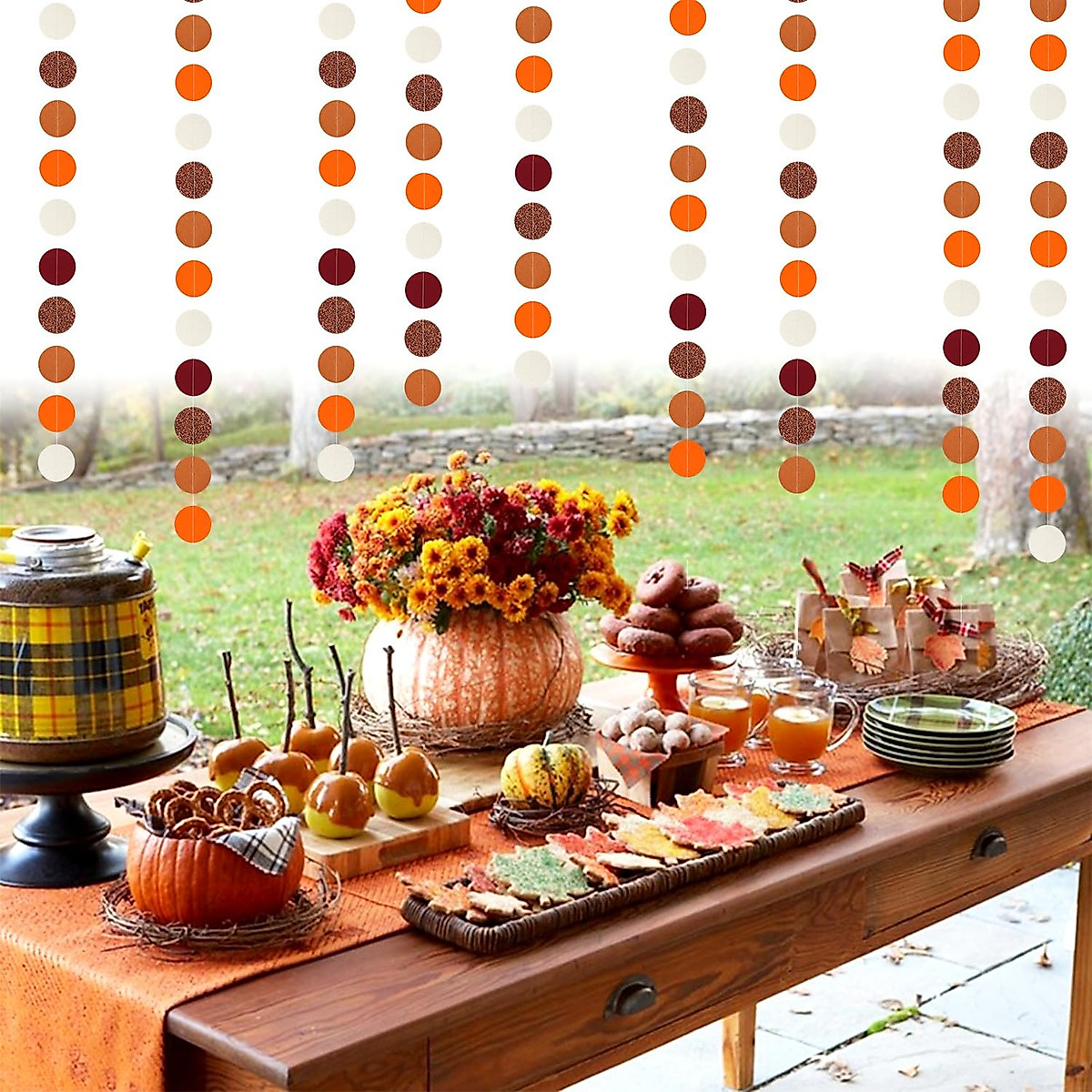 Boho Burgundy Brown-Orange Party-Decorations Streamers - 52Ft Birthday Baby Shower Hanging Paper Garland Banner,Fall Autumn Thanksgiving Harvest Rustic Wedding Bridal Classroom Supplies Decor Hugtmr