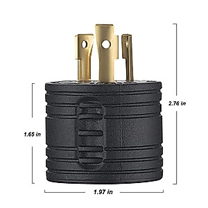 30 Amp 3 Prong Generator Adapter,Nema L5-30P Male Plug to Nema TT-30R Female Converter，RV Generator Power Adapter,Black,Erboelec