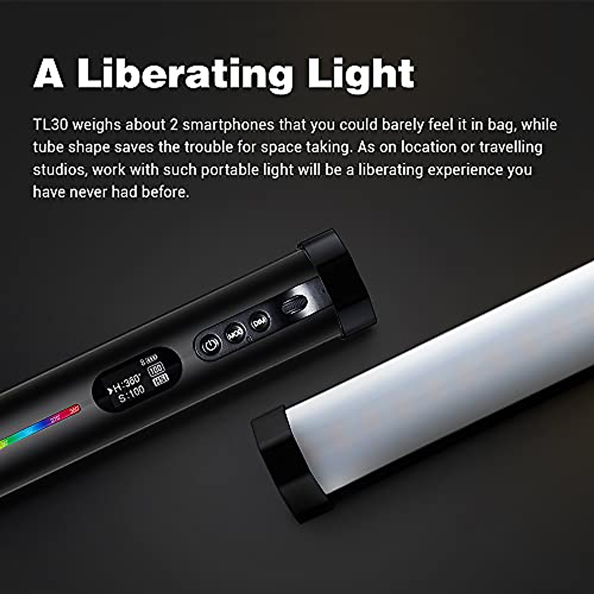 Godox TL30 RGB Tube Light LED Light 8W 2700K-6500K Built-in Lithium Battery Smartphone APP Control (Single Lamp) (Godox TL30)