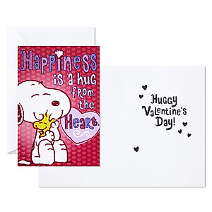 Hallmark Peanuts Valentines Day Cards Assortment for Kids, 6 Valentine's Day Cards with Envelopes (Hug from the Heart)