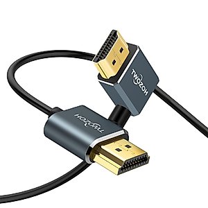 Twozoh Flexible HDMI to HDMI Cable Left Angled 90° 3.3FT, Ultra Thin and Slim HDMI Cord Support 3D/4K@60Hz