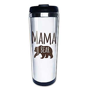 Mama Bear Travel Cup, Coffee Mug for Mom, Stainless Steel Tumbler With Lids, Vacuum Insulated Water Bottle 15 oz